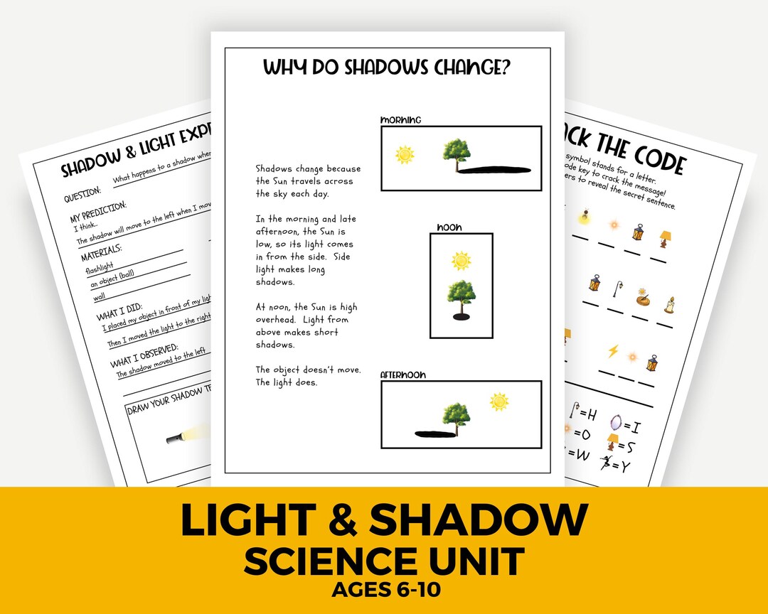 Light & Shadow Science Unit | Printable Physical Science Activities for ...