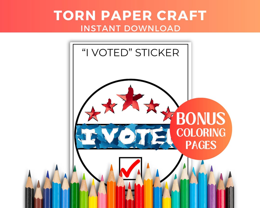Election Day 2024 Paper Craft, Torn Paper Activity for Kids on Election ...