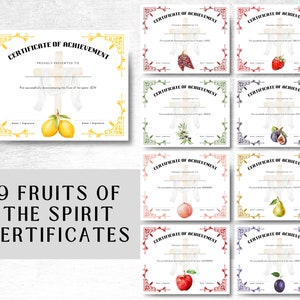 Fruits of the Spirit Certificates, Bible Study Package, Church and ...