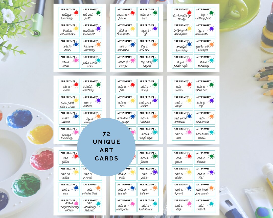 Art Prompt Cards, Printable Mixed Media Activity, Homeschool Activity ...