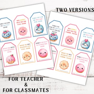 Printable Valentine's Donut Gift Tags, Teacher Appreciation, Classroom ...