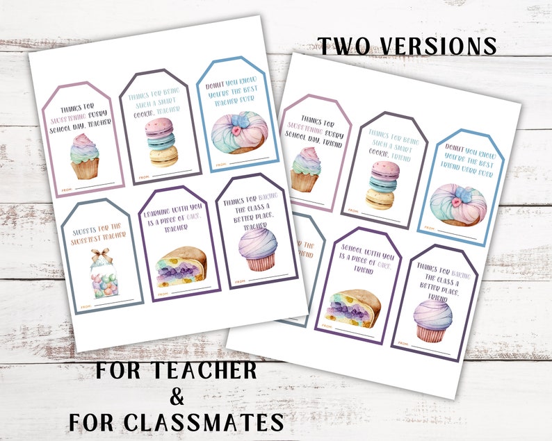 Printable Valentine's Gift Tags, Watercolor, Teacher Appreciation ...