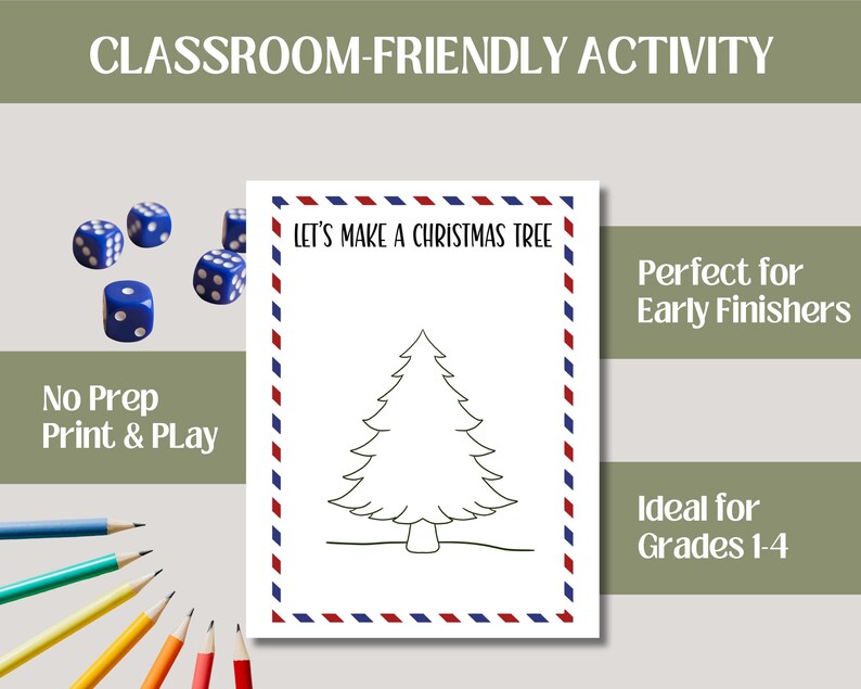 Roll-a-christmas Tree Dice Game: Fun Holiday Activity (printable) - Etsy