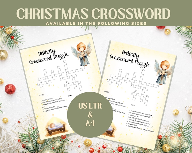 Christian Crossword Puzzle | Nativity Crossword Activity for Kids ...
