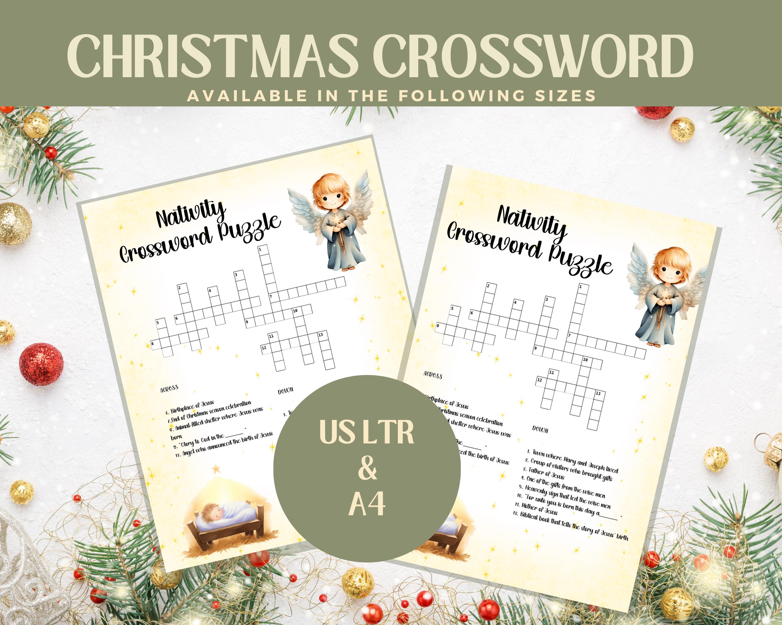 Christian Crossword Puzzle | Nativity Crossword Activity for Kids ...
