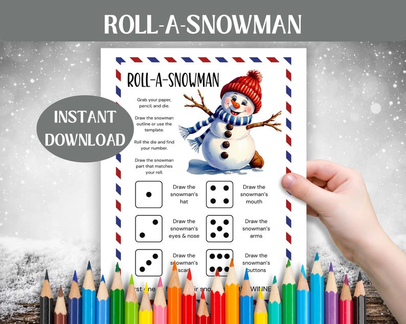 Roll-a-snowman Activity | Printable Christmas Dice Game - Etsy