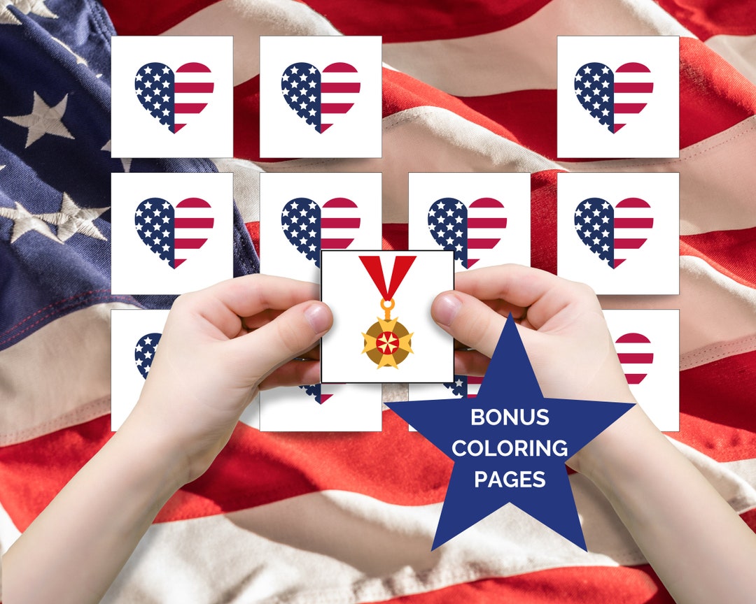 Independence Day Memory Matching Game Set Memorial Day Activity for ...