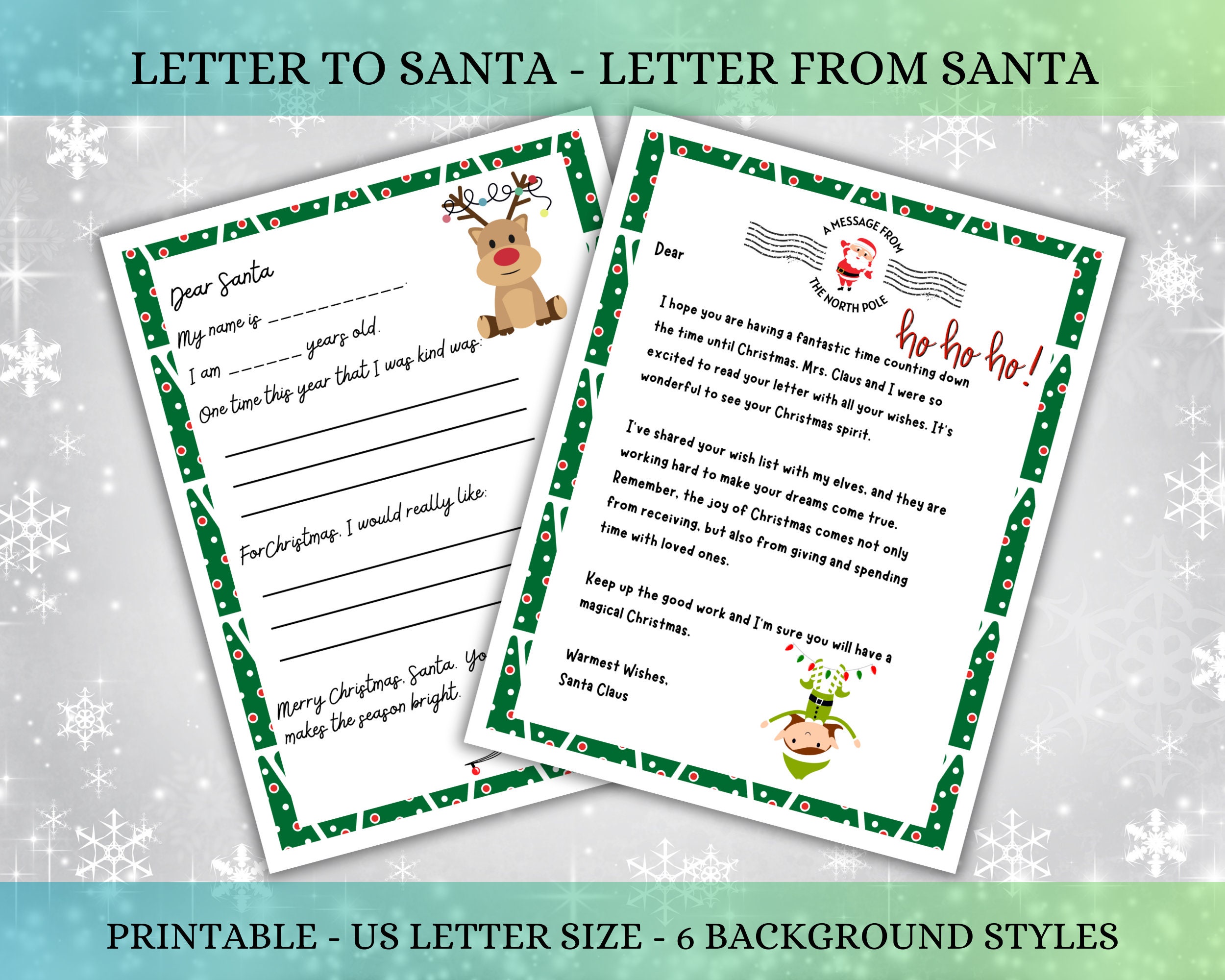 Letter to Santa Printable for Children, Download Letter From Santa - Etsy