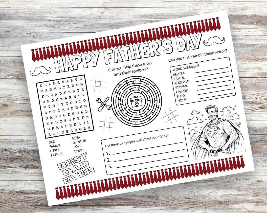 Coloring Activity for Father's Day, Bonus Coloring Pages - Etsy