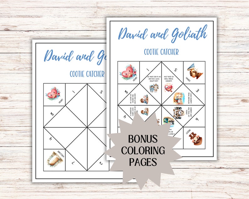 David and Goliath Cootie Catcher: Bible Story Activity (PDF) - Etsy