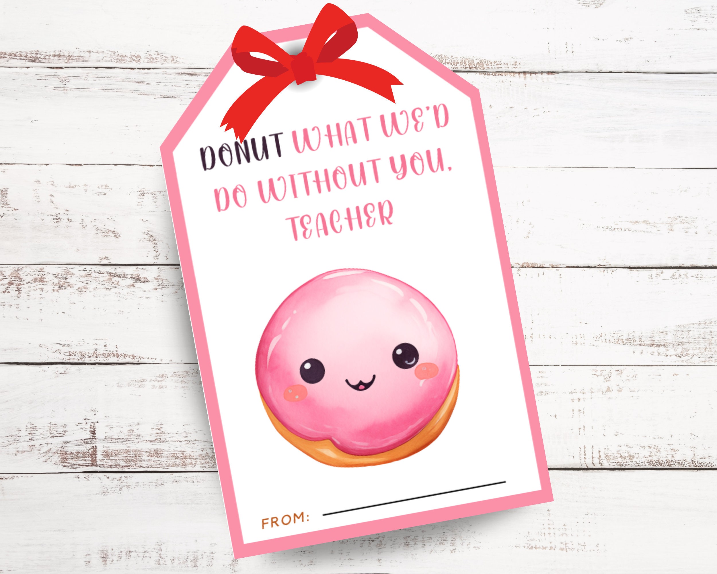 Printable Valentine's Donut Gift Tags, Teacher Appreciation, Classroom ...
