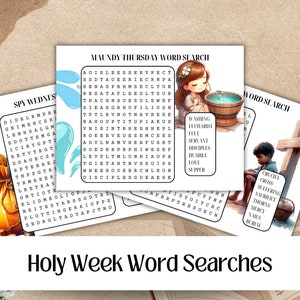Holy Week Word Search Puzzles, Bible Study Activity, Sunday School ...