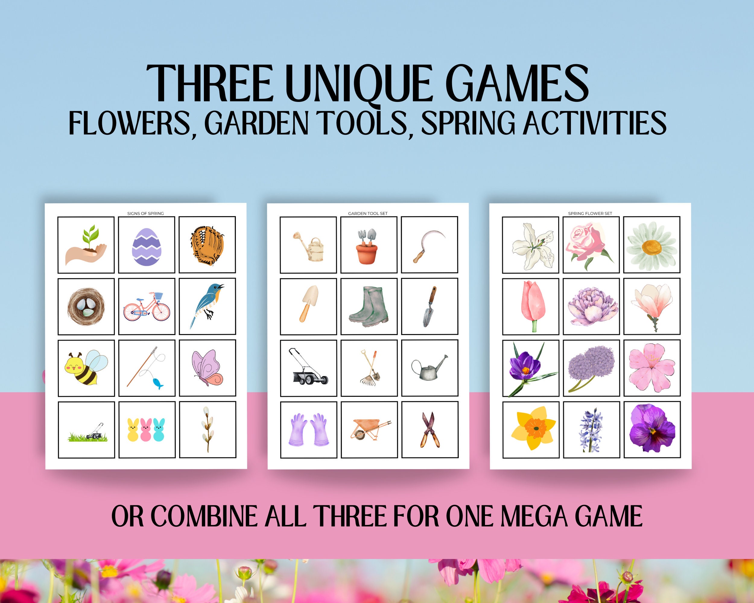Spring Memory Matching Game Set Activity for Kids School Game - Etsy