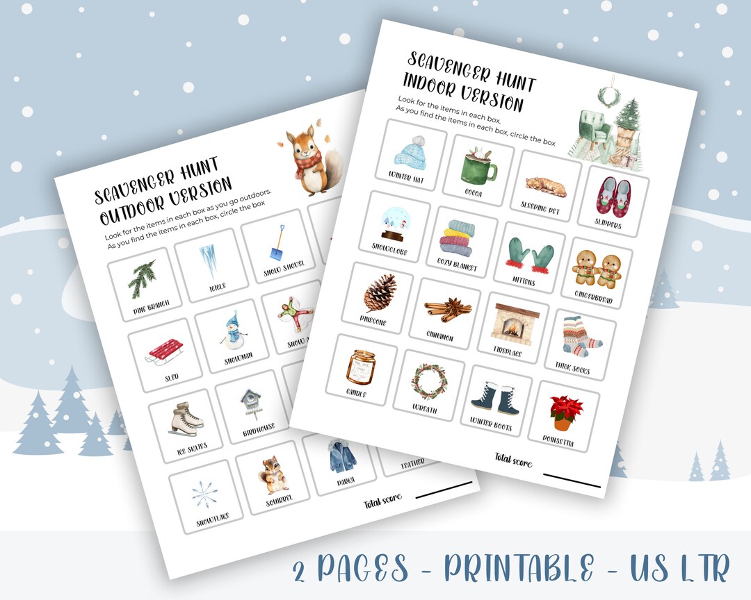 Winter Scavenger Hunt for Kids, Children's Treasure Hunt, Winter ...