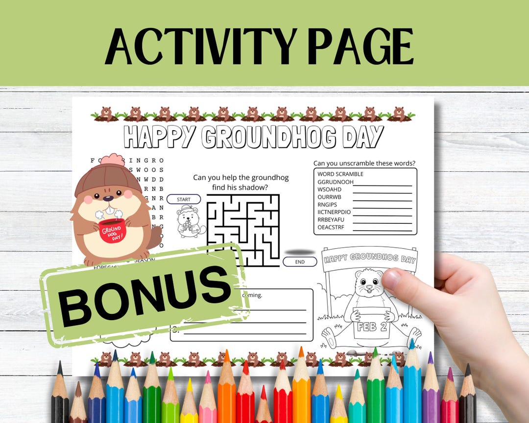 Groundhog Day Activity Worksheet | Coloring Page for Kids for ...