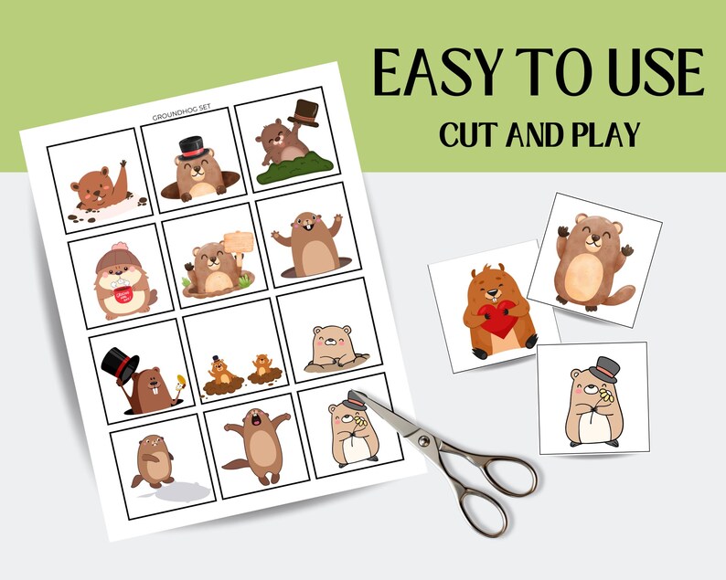 Groundhog Day Matching Game Set for Kids | Classroom and Preschool ...