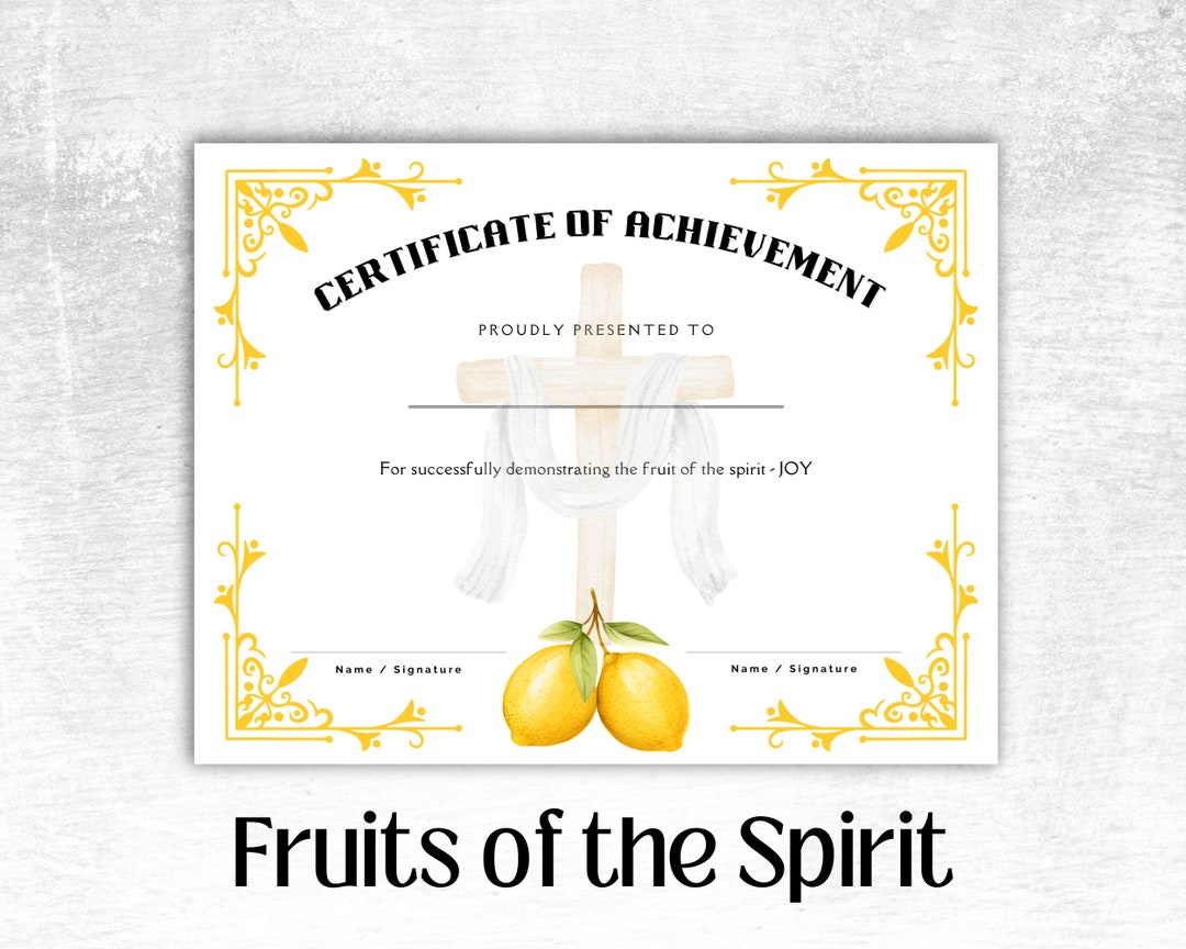 Fruits of the Spirit Certificates, Bible Study Package, Church and ...