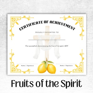 Fruits of the Spirit Certificates, Bible Study Package, Church and ...