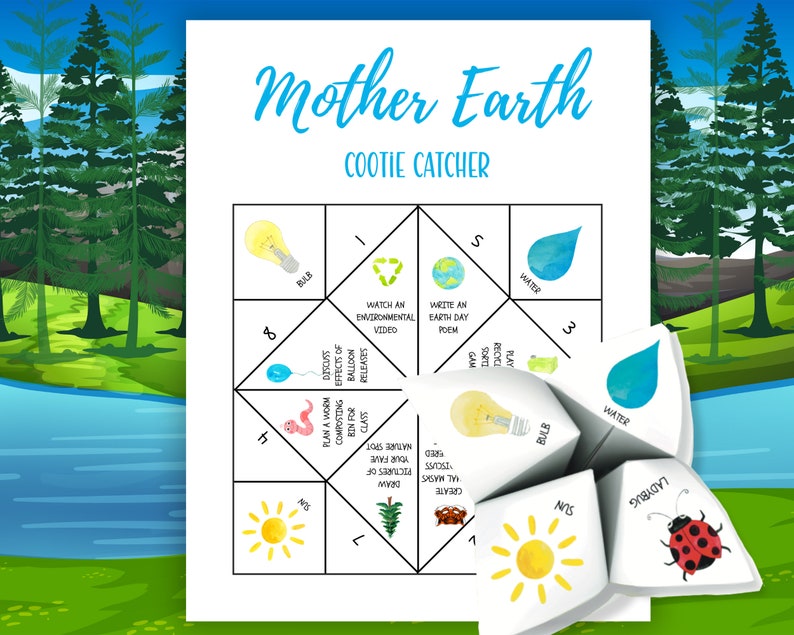 Earth Day Cootie Catcher: Eco-friendly Kids' Game (PDF Pattern) - Etsy