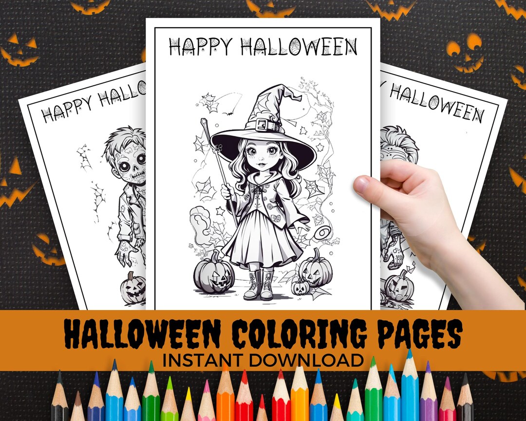Halloween Zombie Kids Coloring Pages | Printable Activity (digital ...