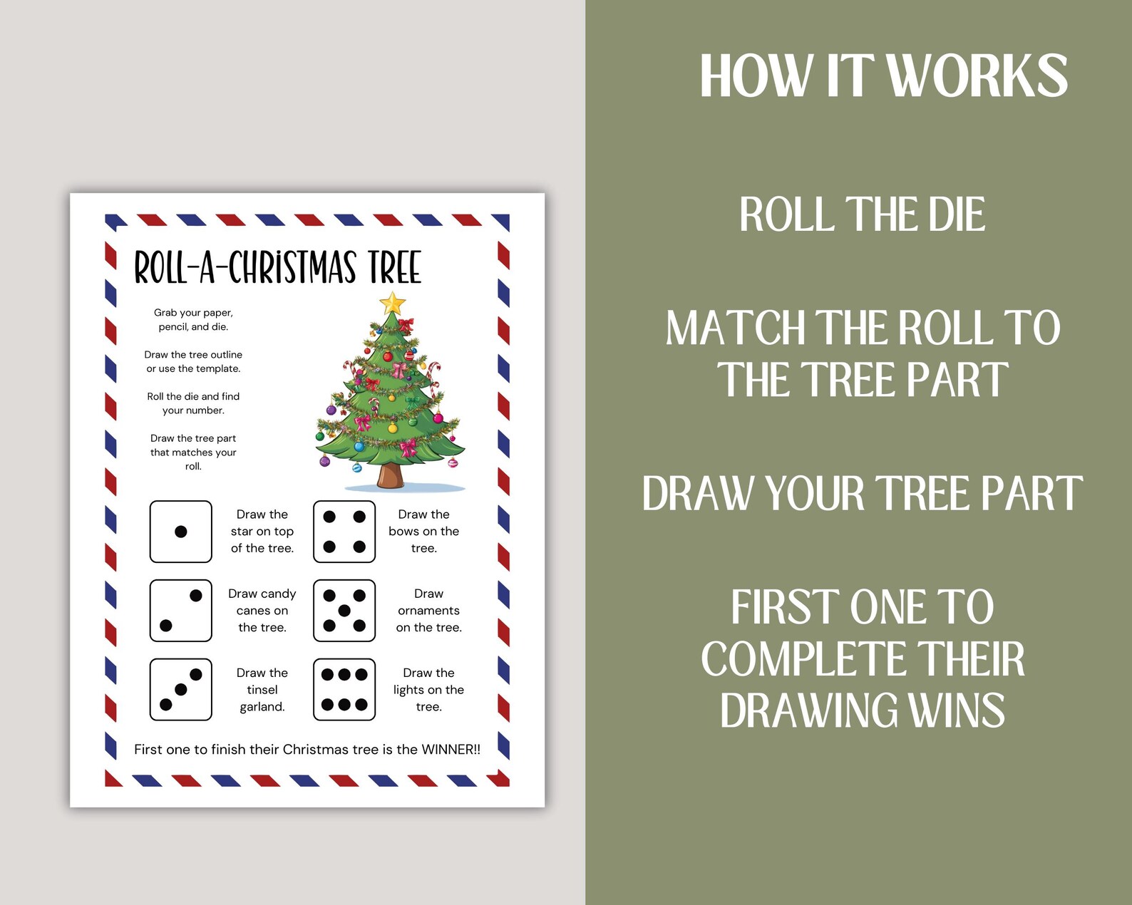Roll-a-christmas Tree Activity | Printable Christmas Dice Game | Fun ...