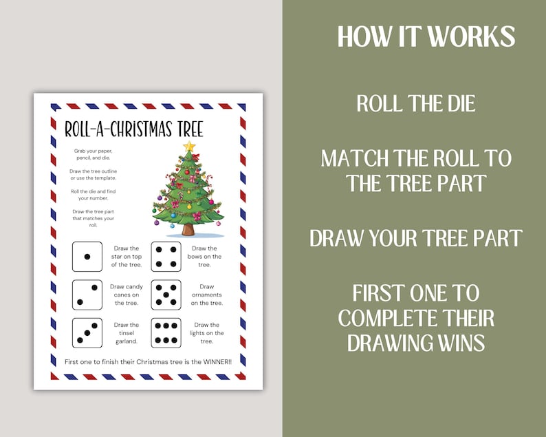 Roll-a-christmas Tree Activity | Printable Christmas Dice Game | Fun ...