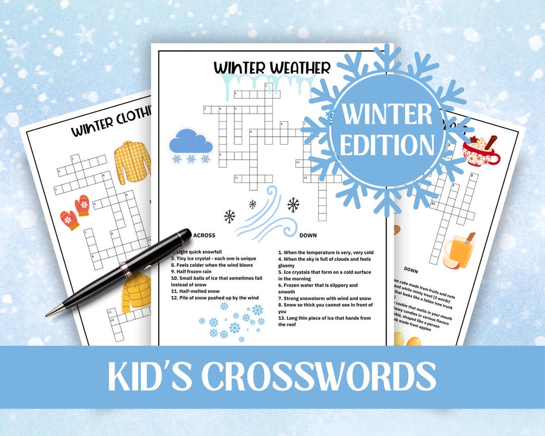 Crossword Puzzles for Kids| Children's Winter Activity Pages ...