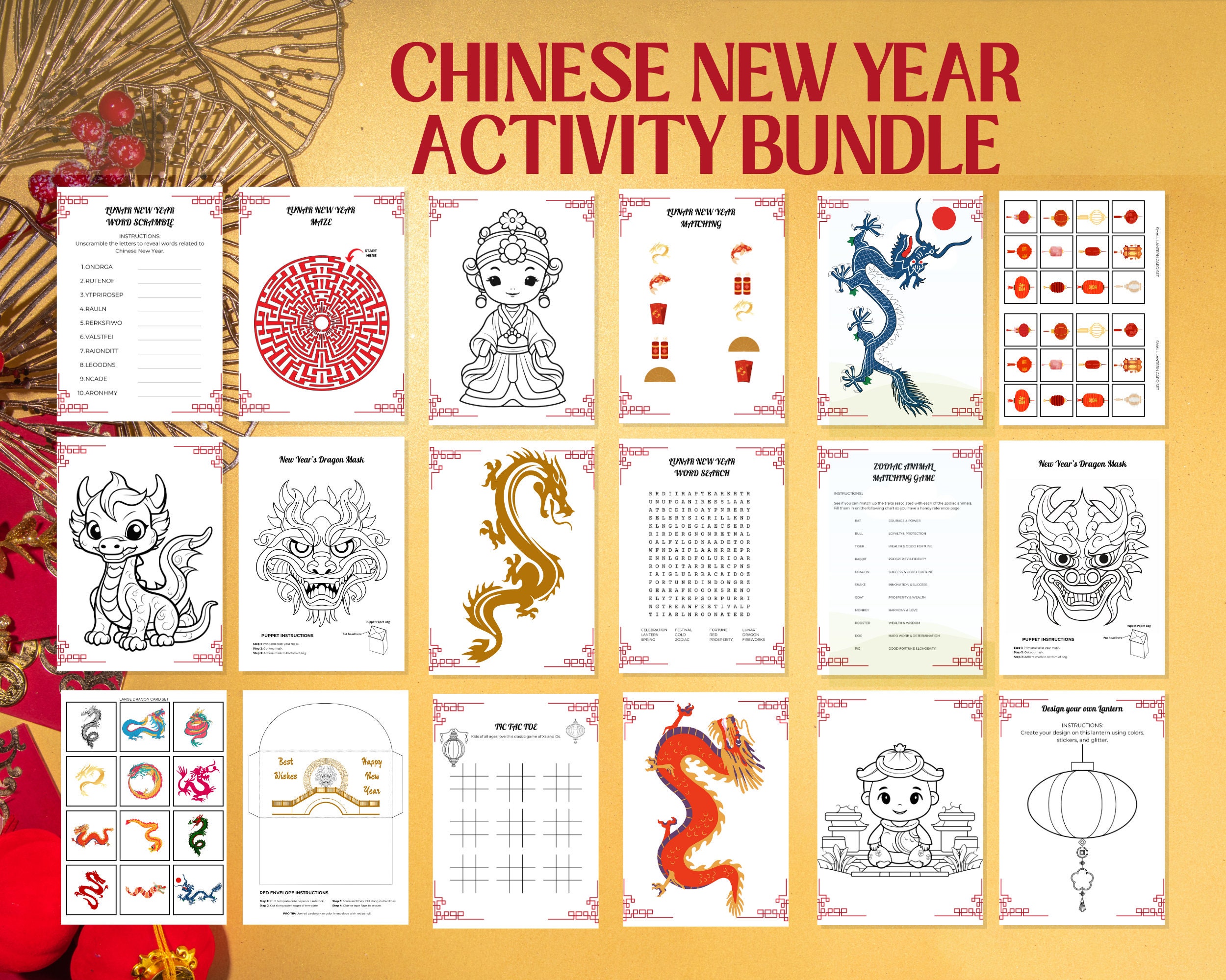 Chinese New Year Activity Bundle Lunar New Year Activity for Kids Year ...