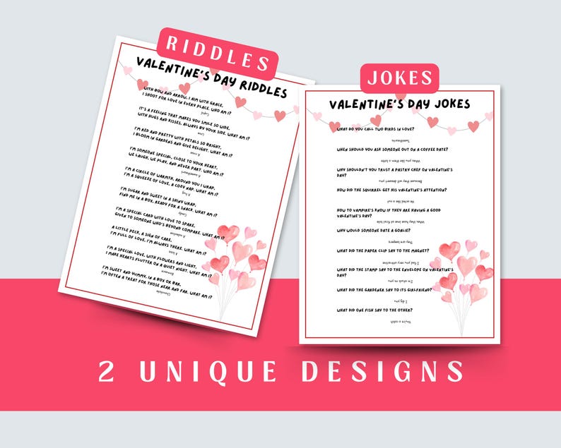 Valentine's Day Riddles and Jokes: Family Game Night (printable) - Etsy