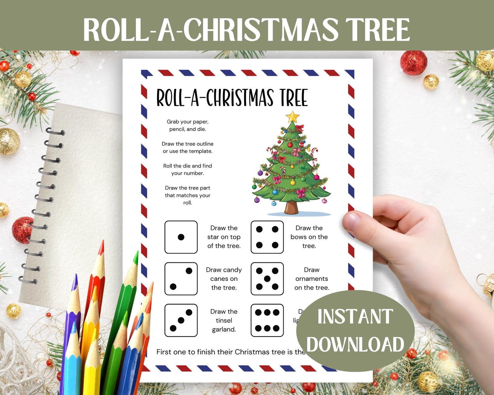 Roll-a-christmas Tree Activity | Printable Christmas Dice Game | Fun ...