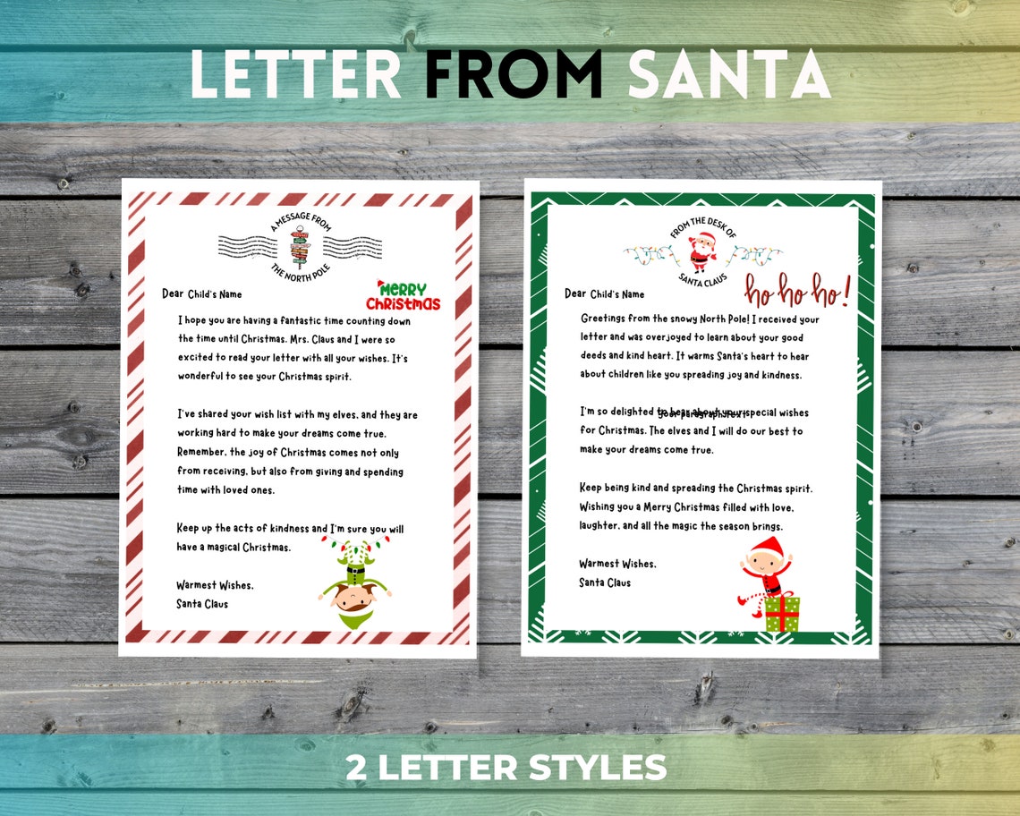 Editable Letter to Santa, Letter From Santa - Etsy