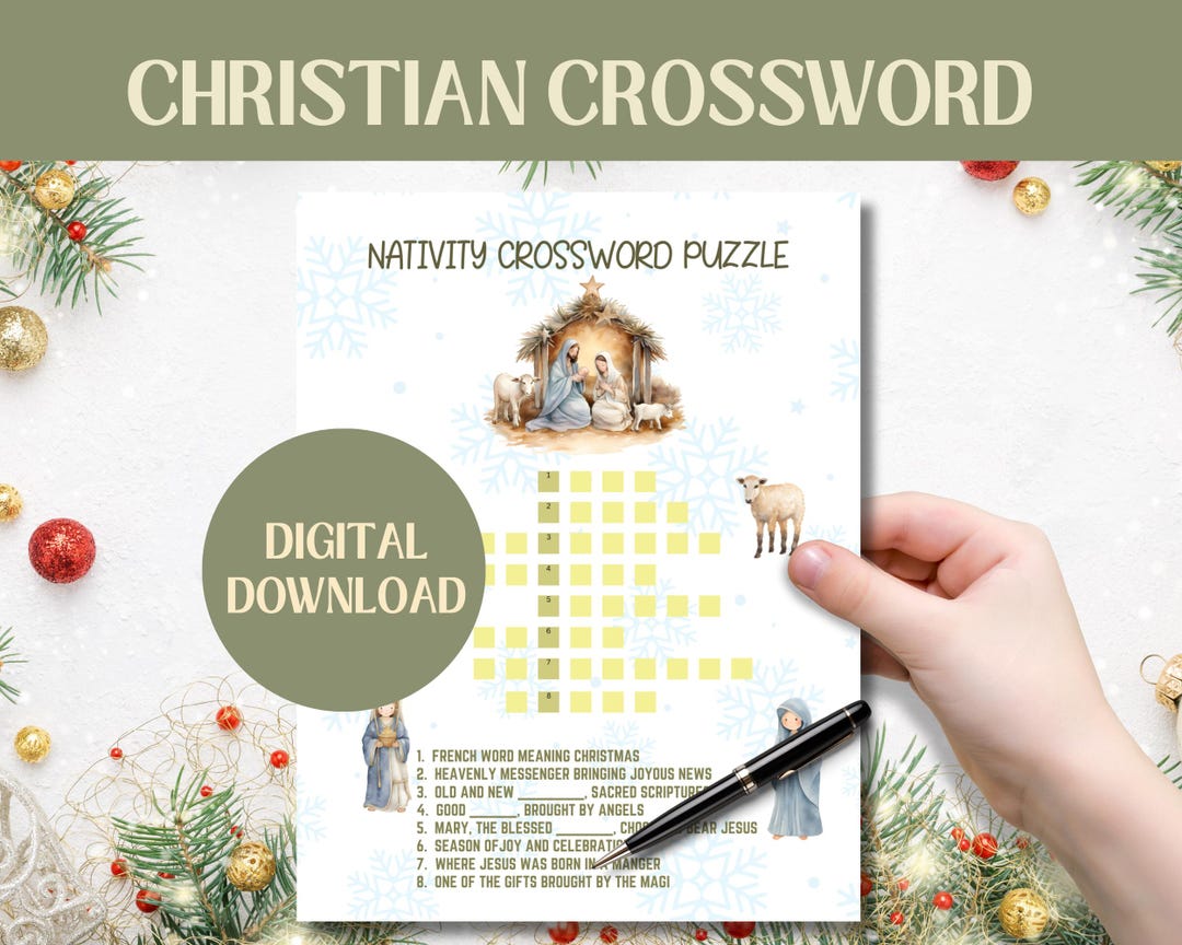 Nativity Crossword Puzzle for Kids | Christian Activity for Game Night ...