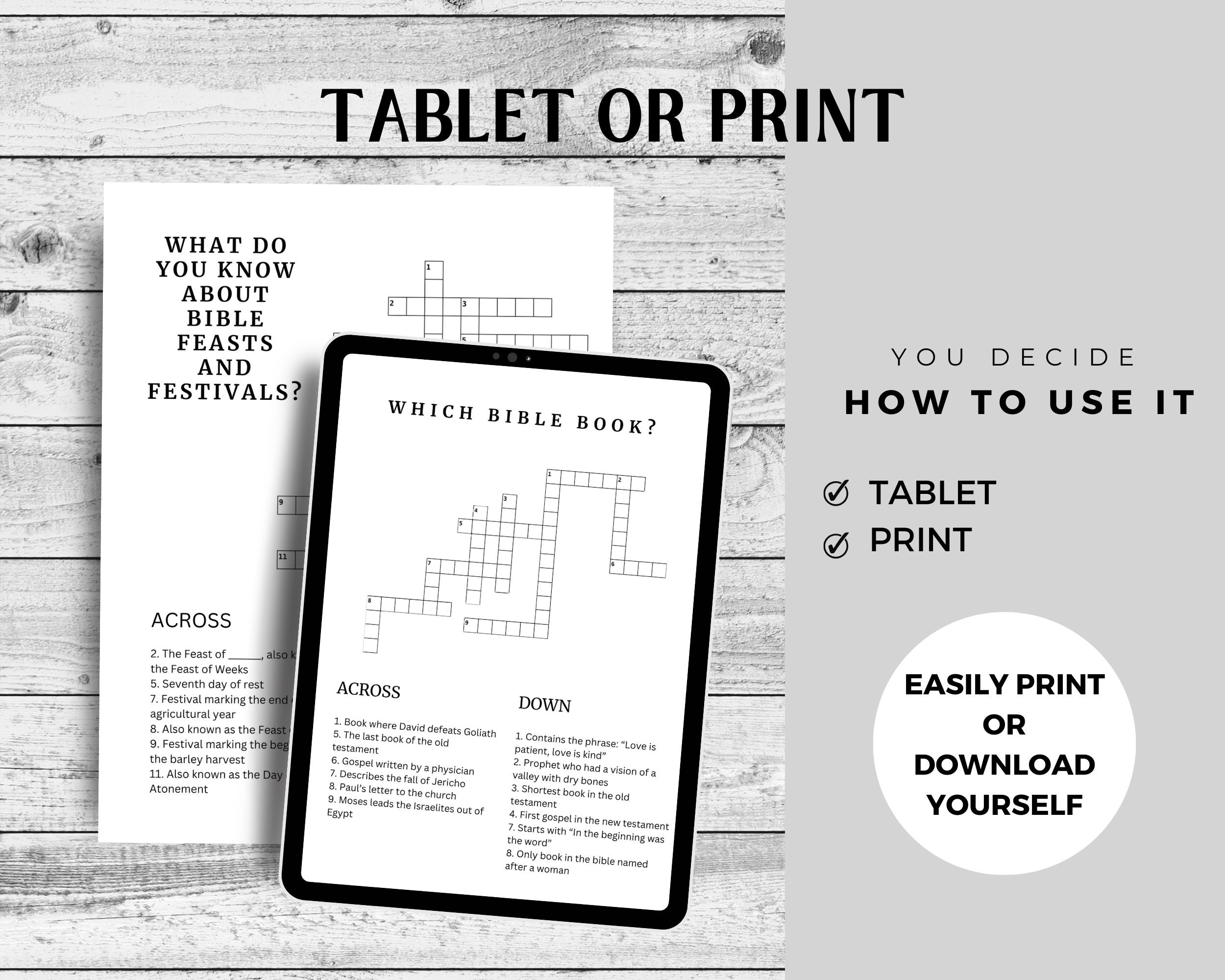 Christian Crossword Puzzles for Kids and Adults, Church Activity Pages ...