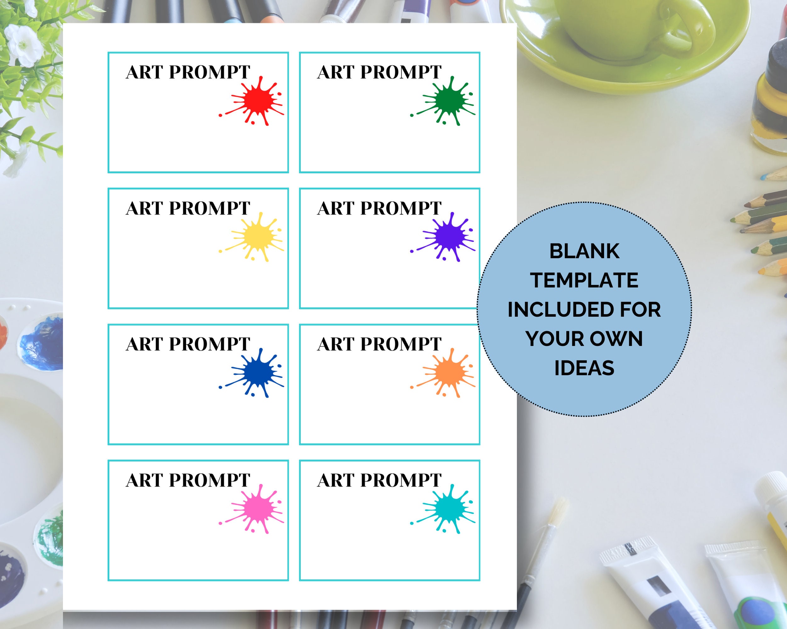 Art Prompt Cards, Printable Mixed Media Activity, Homeschool Activity ...