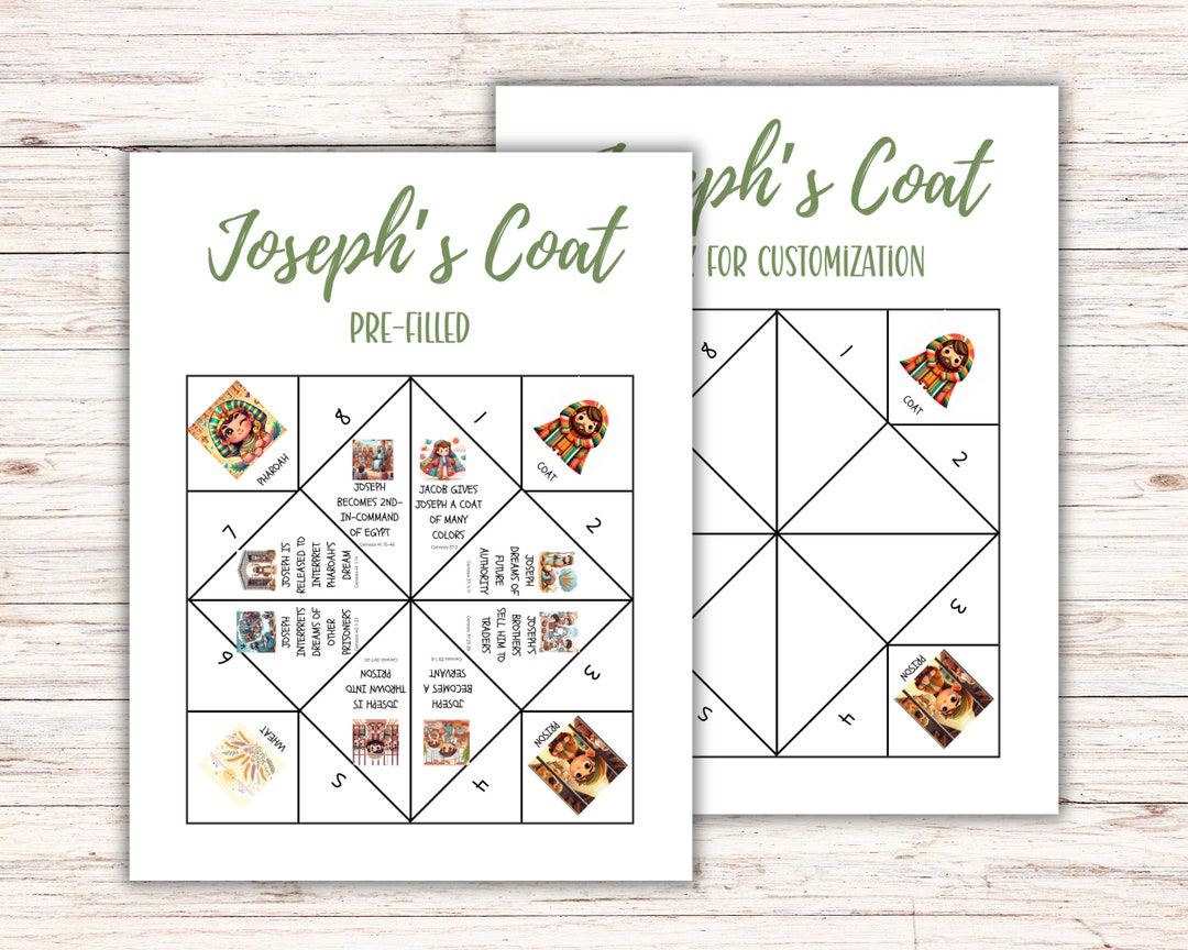 Cootie Catcher Joseph's Coat Story, Sunday School Activity, Bible ...