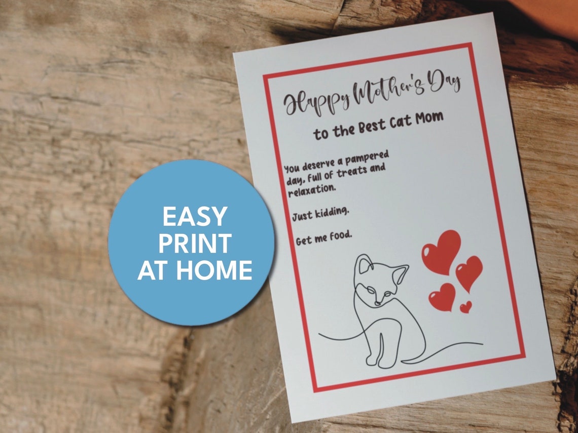 From the Cat Mother's Day Card, Printable Kitty Template for Cat Lover ...