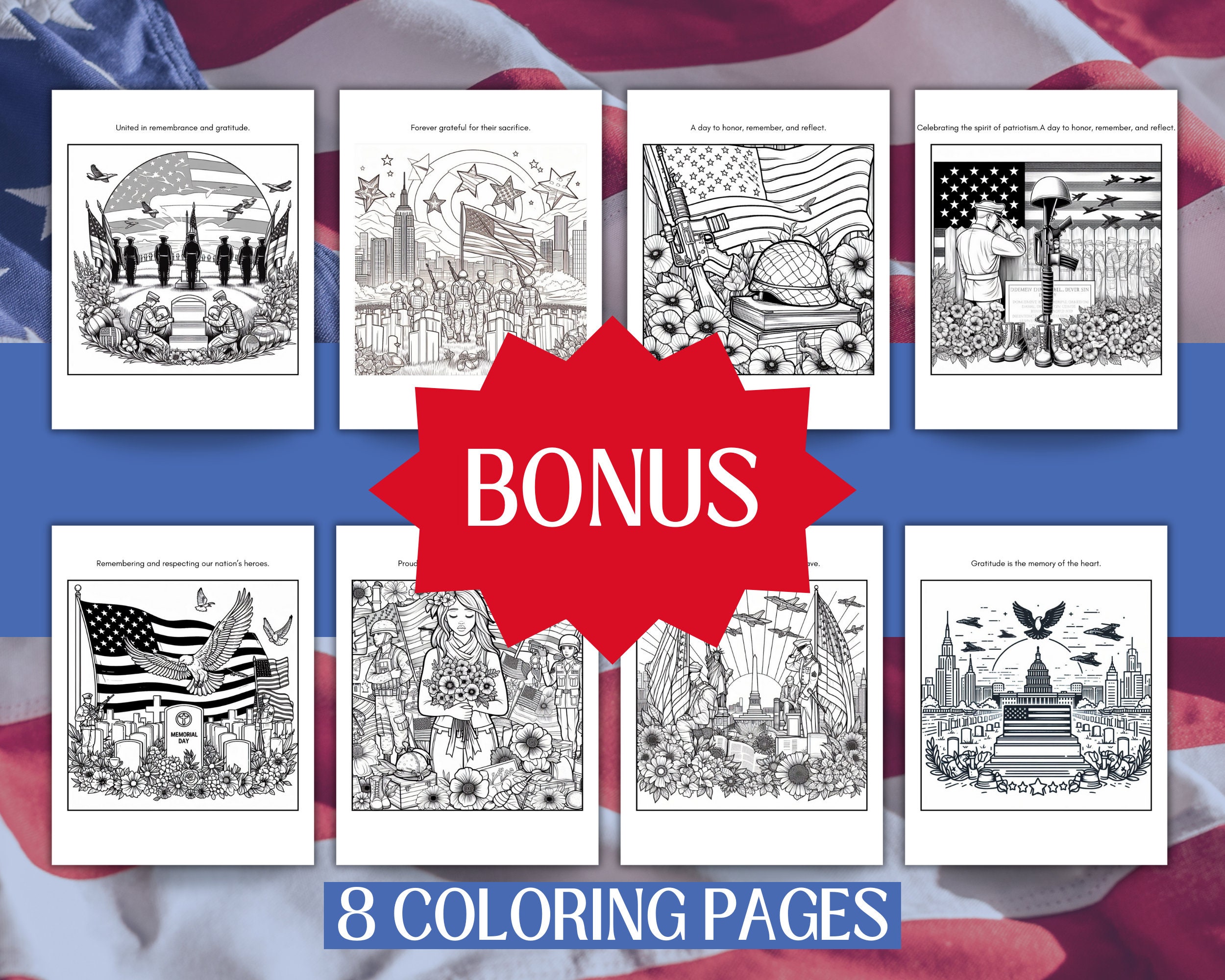 Coloring Activity for Memorial Day, Memorial Day Placemat for Children ...
