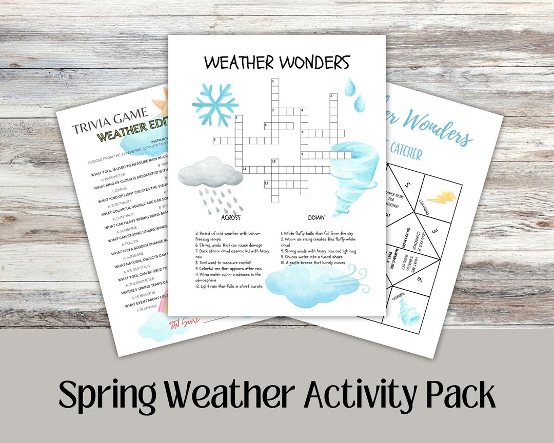 Spring Weather Activity Pack: Cootie Catcher, Trivia (PDF) - Etsy