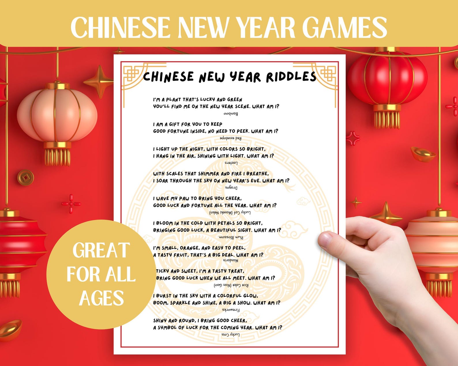Chinese New Year Jokes and Riddles Lunar New Year Activity for All Ages ...