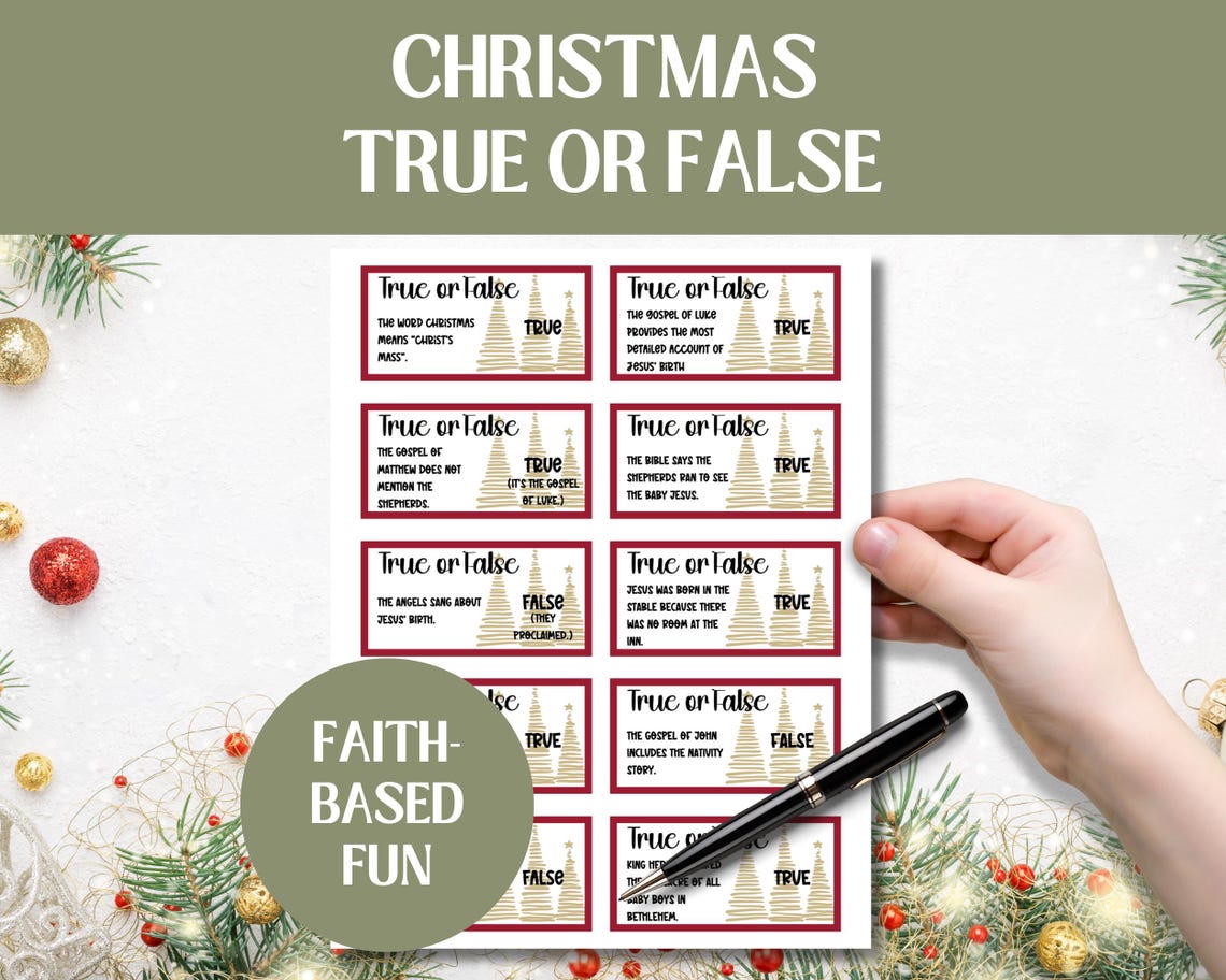 Christmas Nativity True or False Game: Sunday School Activity (digital ...