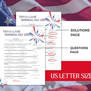 Memorial Day Trivia Game - Printable Patriotic Quiz Activity ...