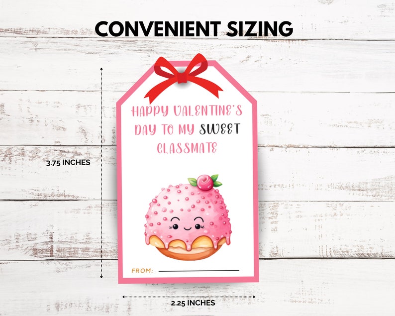 Printable Valentine's Donut Gift Tags, Teacher Appreciation, Classroom ...