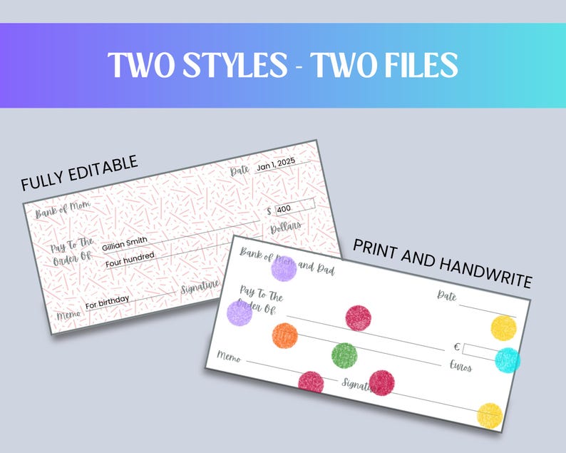 Editable Check Template for Children | Life Skills Activity | Fake Bank ...