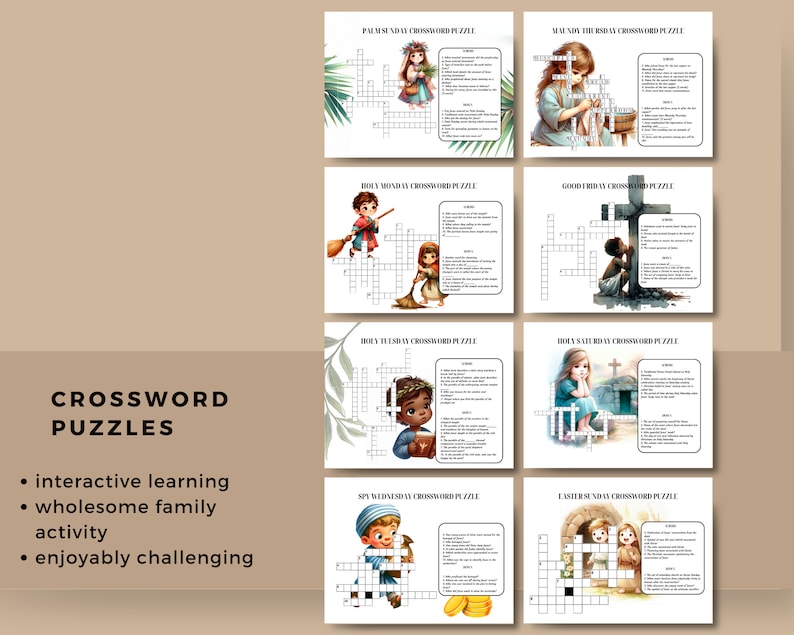 Holy Week Crossword Puzzles, Bible Study Activity, Sunday School ...