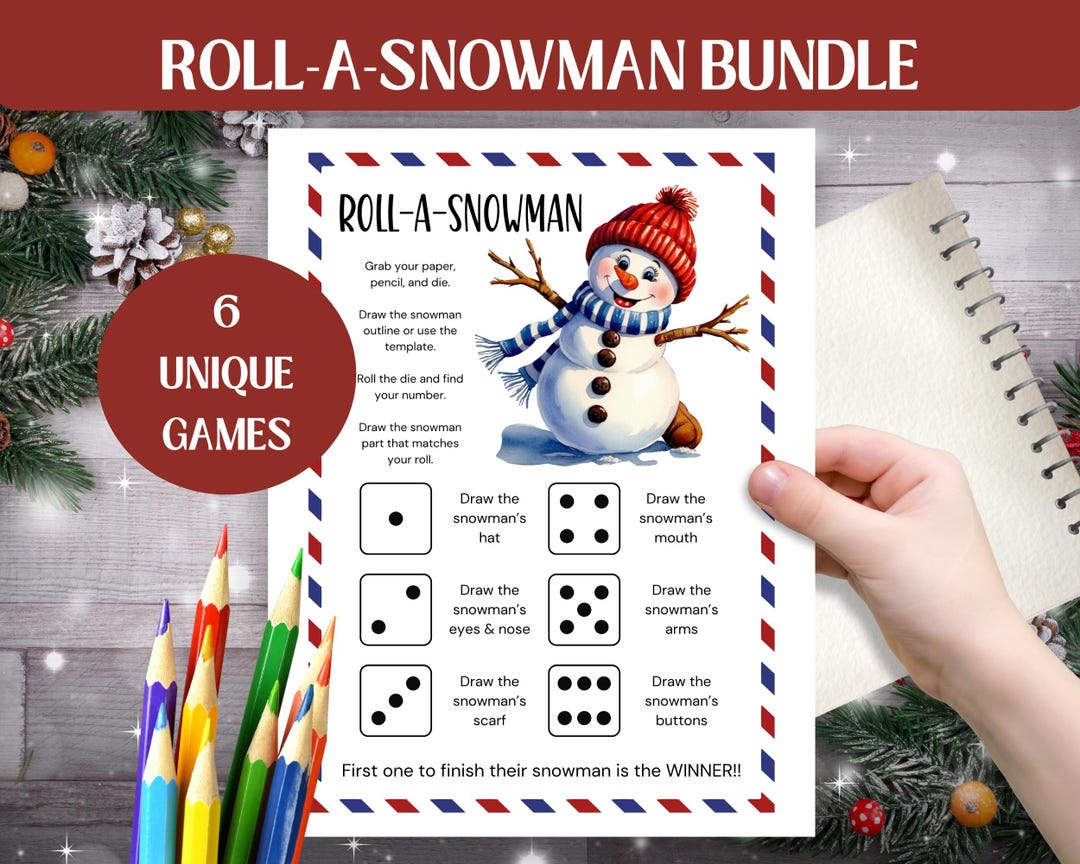 Roll-a-snowman Activity Bundle | Printable Christmas Dice Game | Fun ...