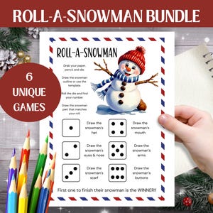 Roll-a-snowman Activity Bundle | Printable Christmas Dice Game | Fun ...
