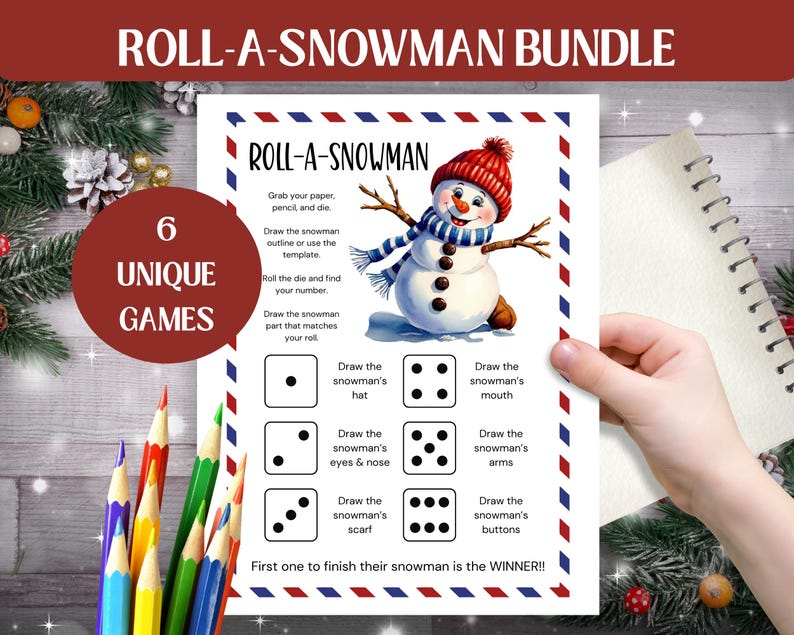 Roll-a-snowman Activity Bundle | Printable Christmas Dice Game | Fun ...