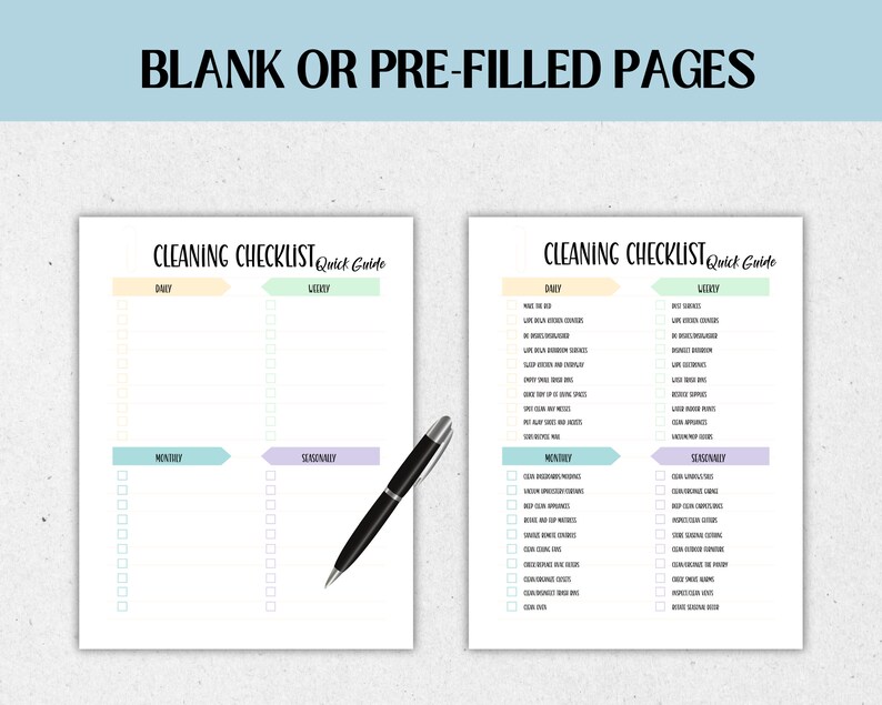 Editable Cleaning Checklist, Chore Checklist, Cleaning Printable - Etsy