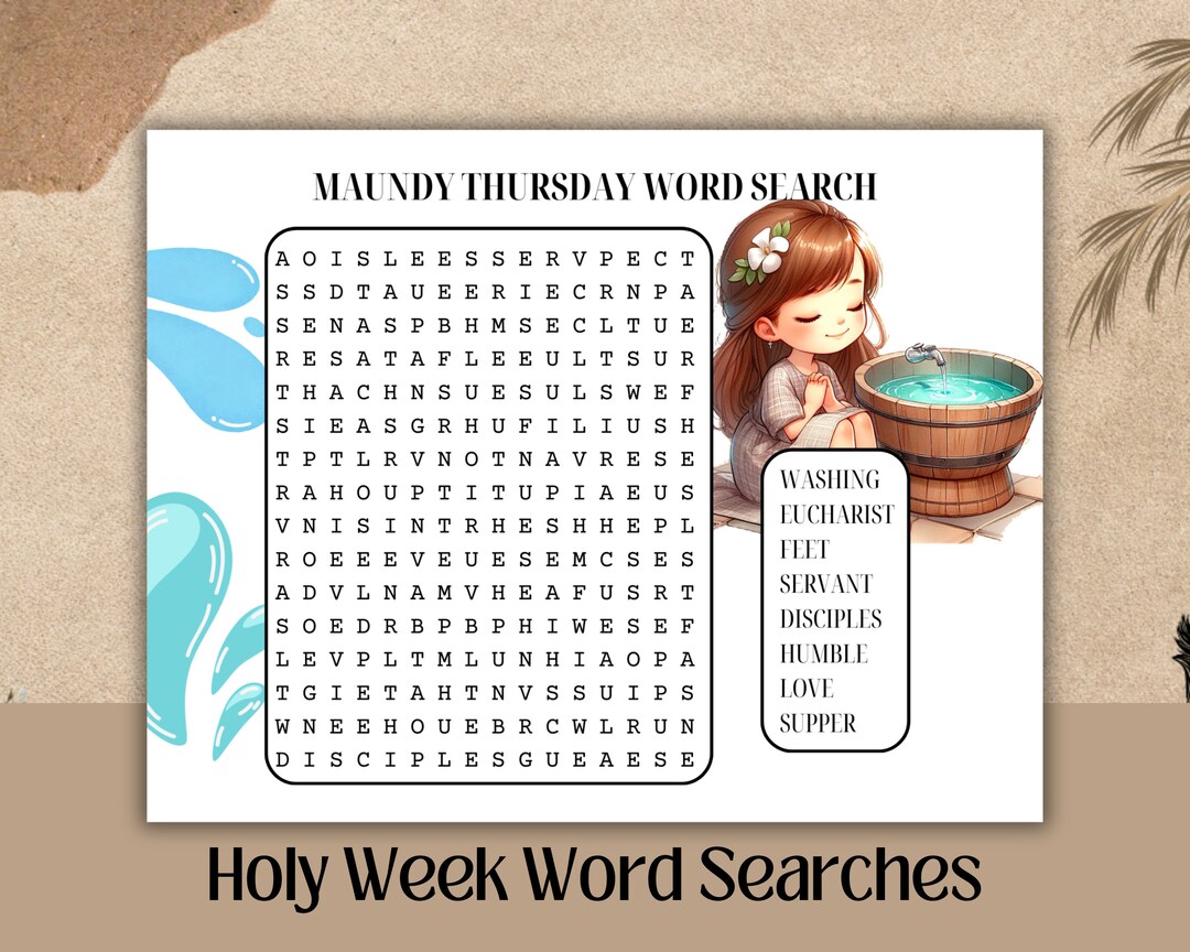 Holy Week Word Search Puzzles, Bible Study Activity, Sunday School ...