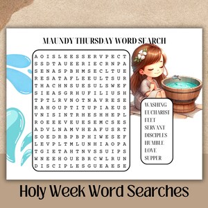 Holy Week Word Search Puzzles, Bible Study Activity, Sunday School ...